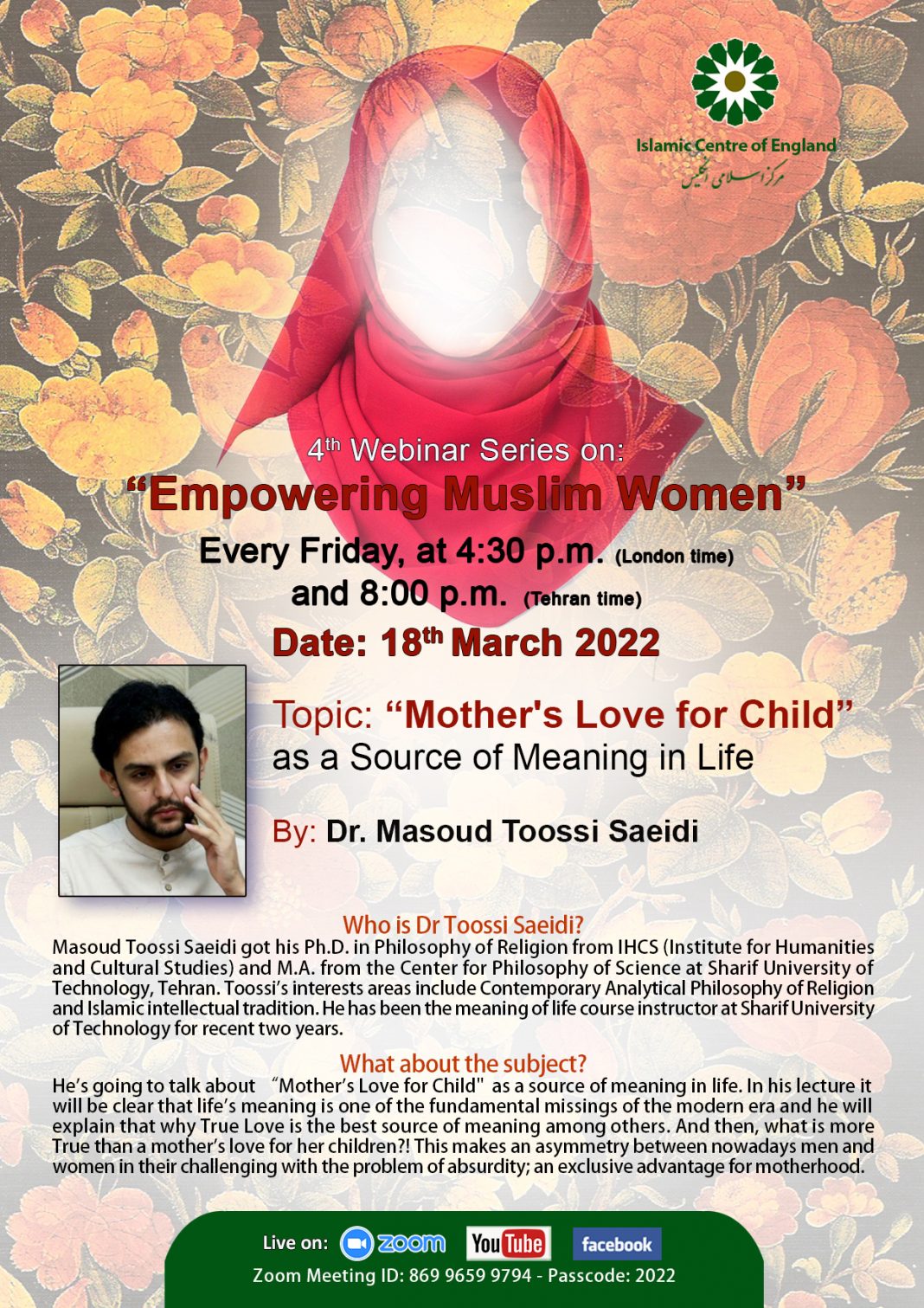 Holding the 4th session of Weekly Webinar on Empowering Muslim Women ...